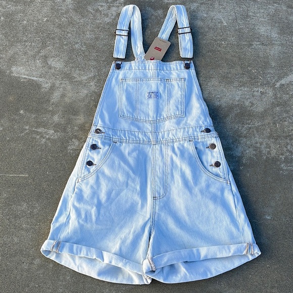 Levi's | Jeans | Nwt Levis Vintage Jean Shortall Overalls In Striped ...